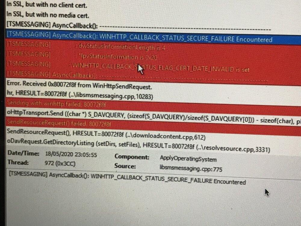 OSD ERROR System Center Configuration Manager Current Branch Www